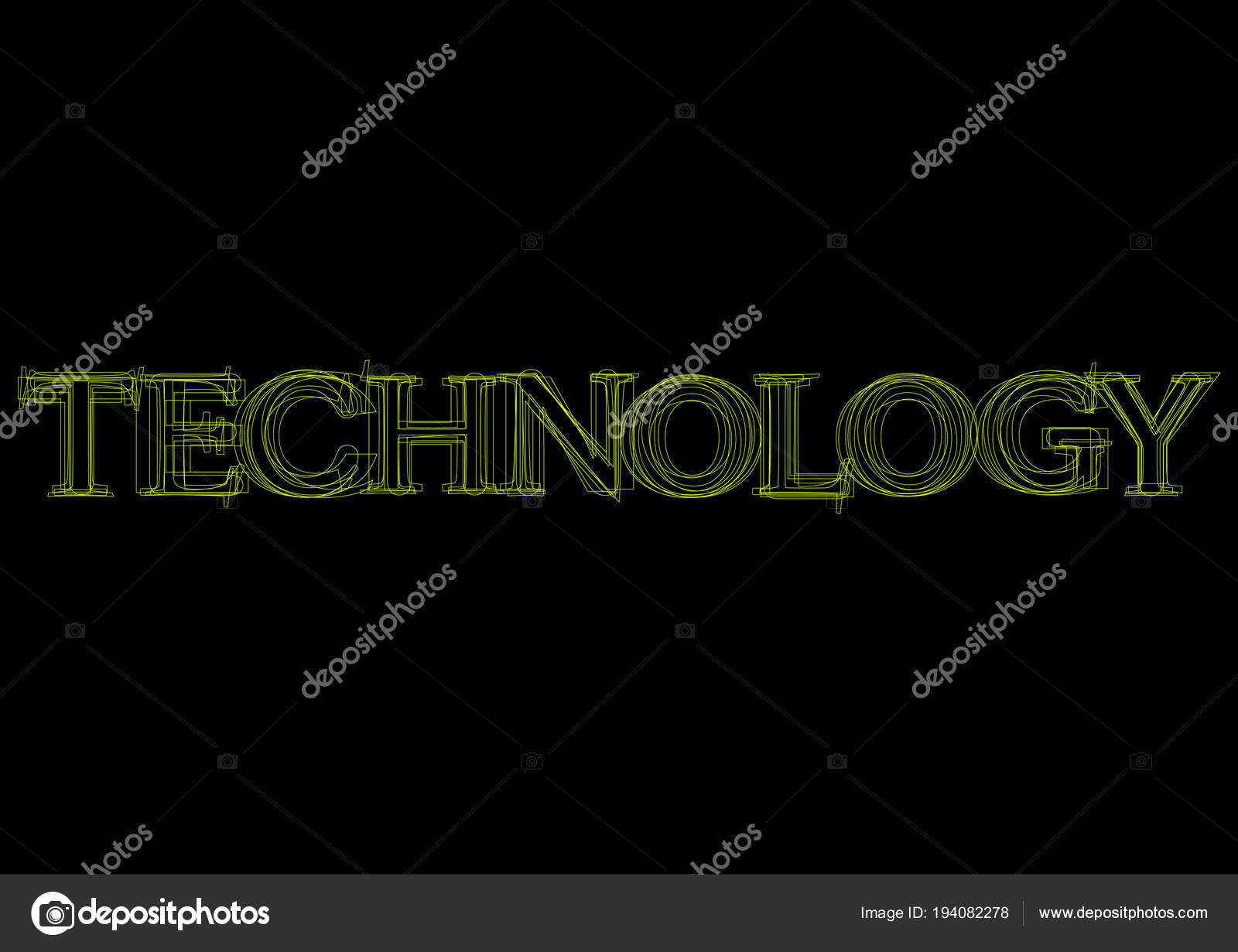 Vector word technology, green light on black background Stock Vector ...