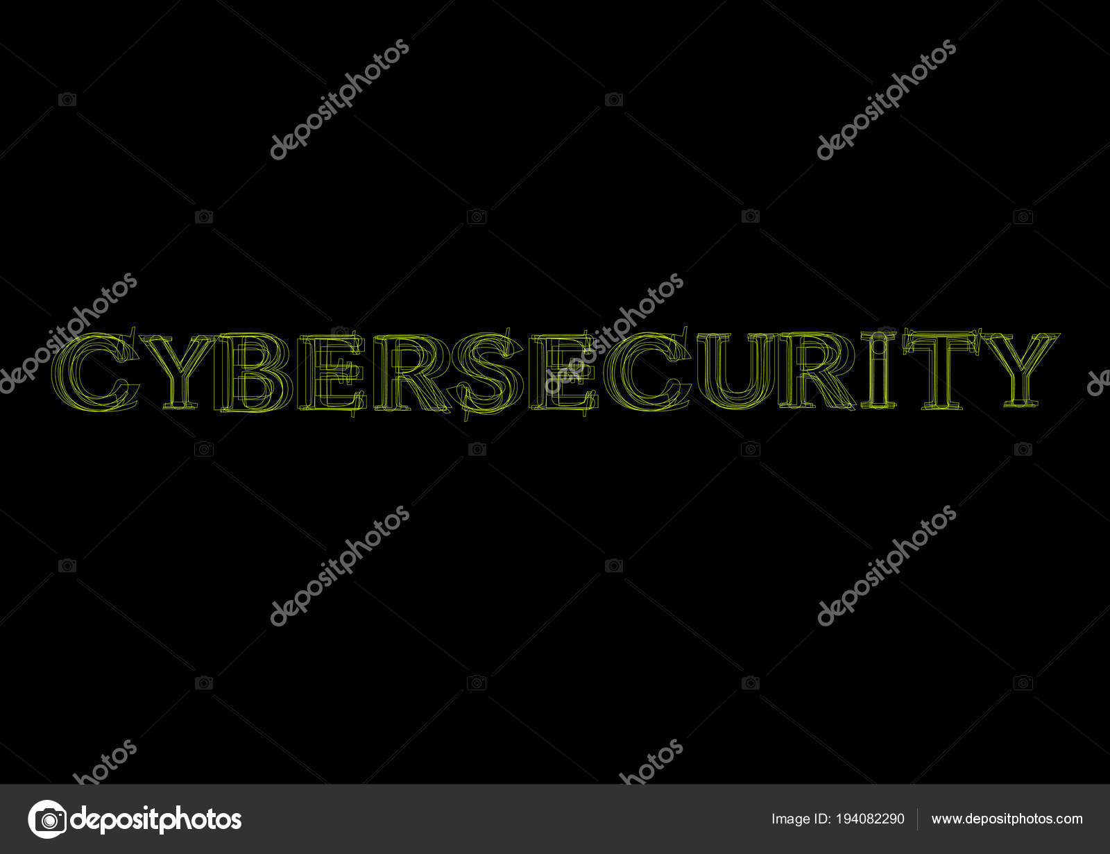 Vector word cybersecurity, green light on black background Stock Vector ...