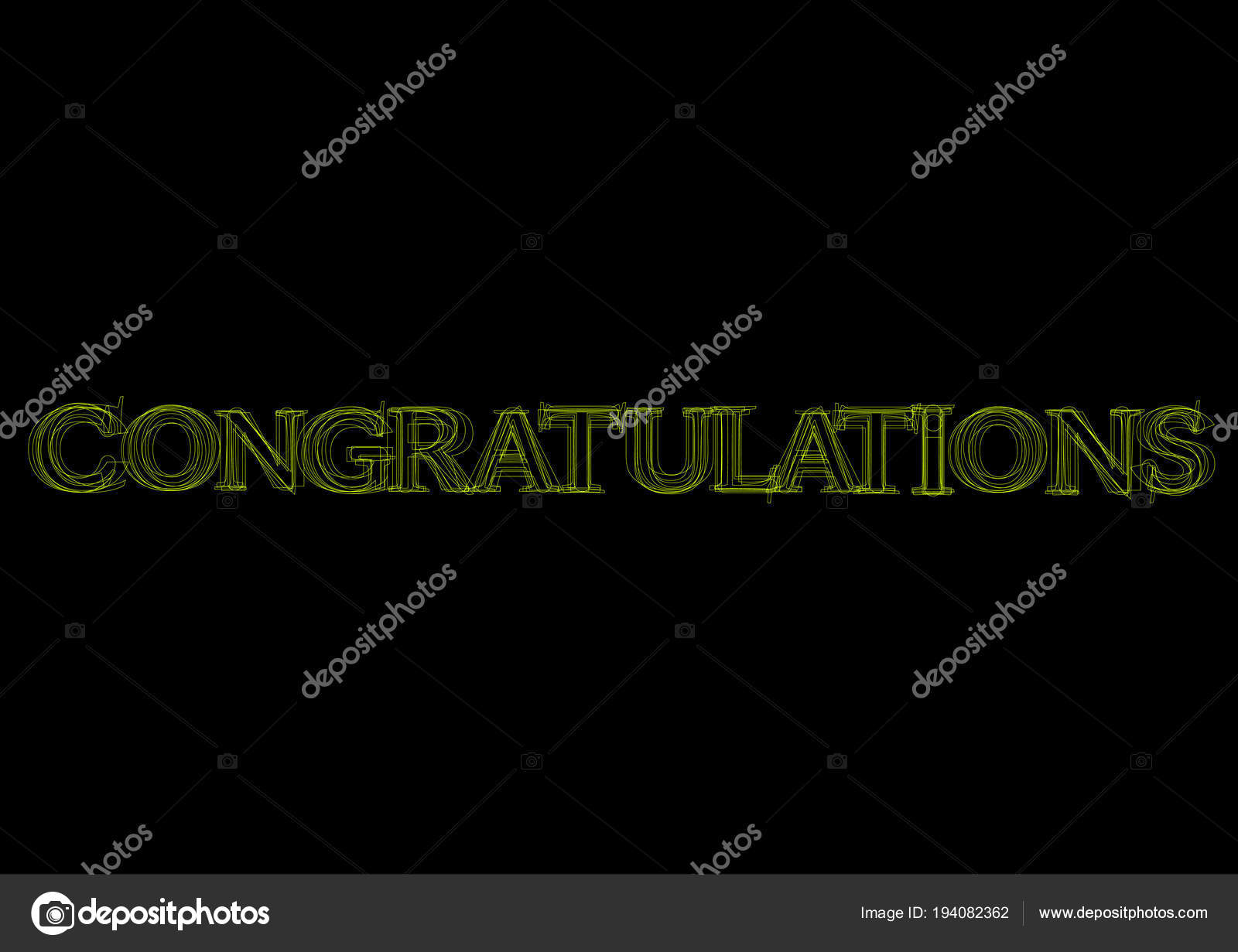 Vector word congratulation, green light on black background Stock ...