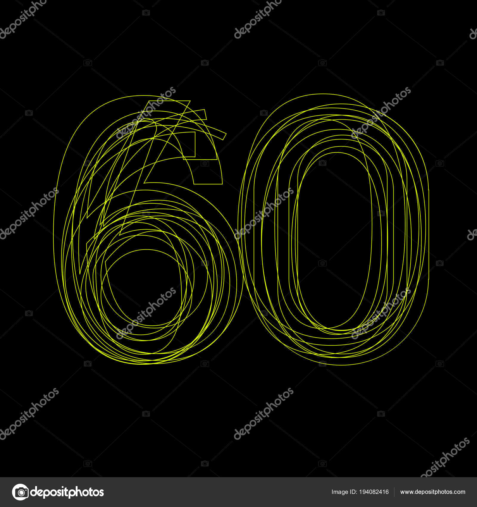 Vector sign linear fluorescent number 60, green light on black Stock ...