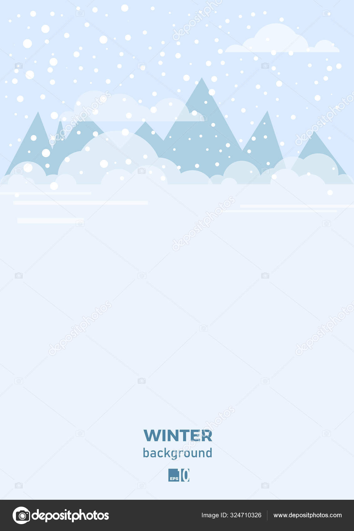 Winter snow landscape banner background with mountains and cloud Stock ...