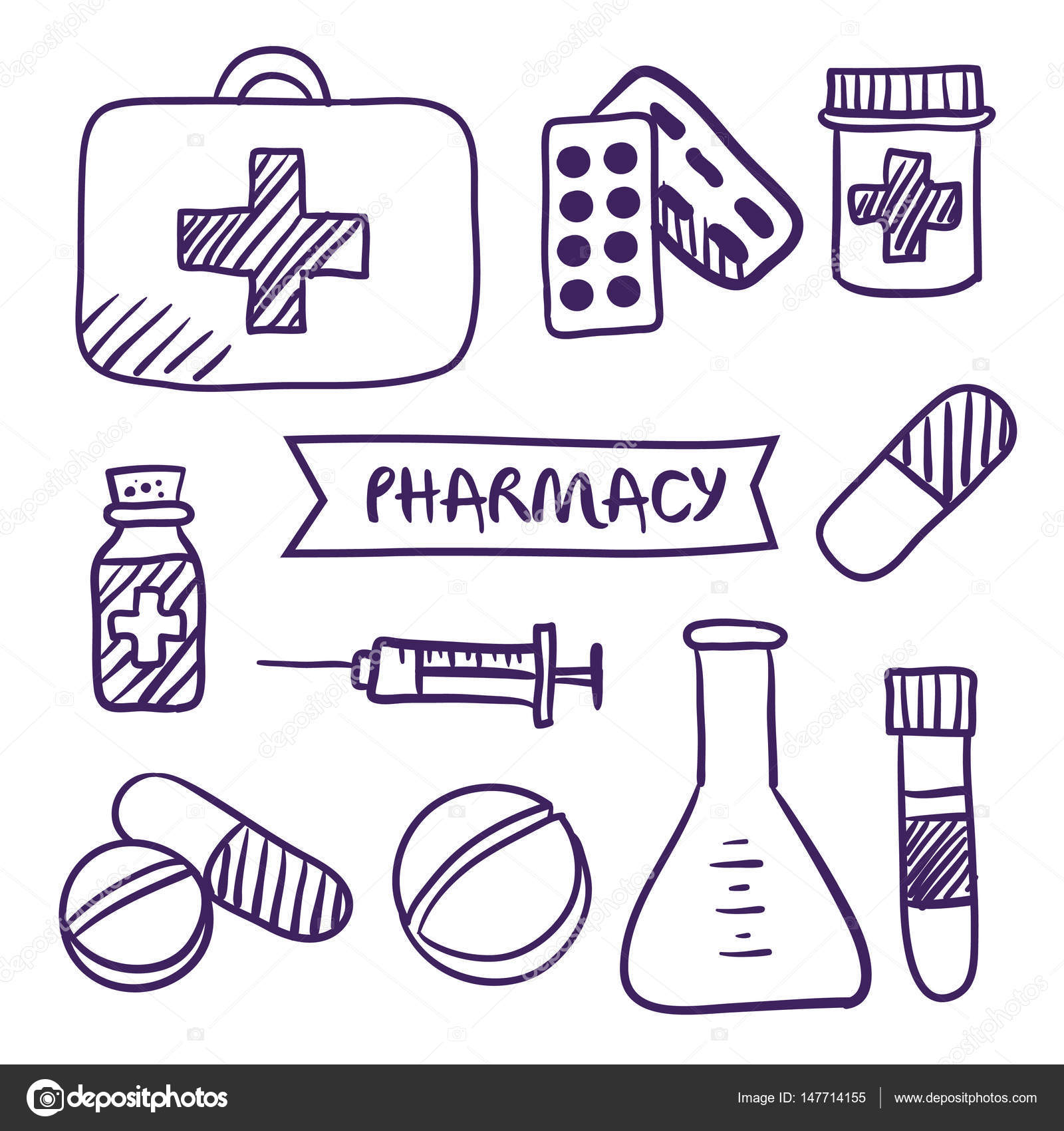 Conjunto de iconos de farmacia Vector de stock #147714155 de ©martynmarin
