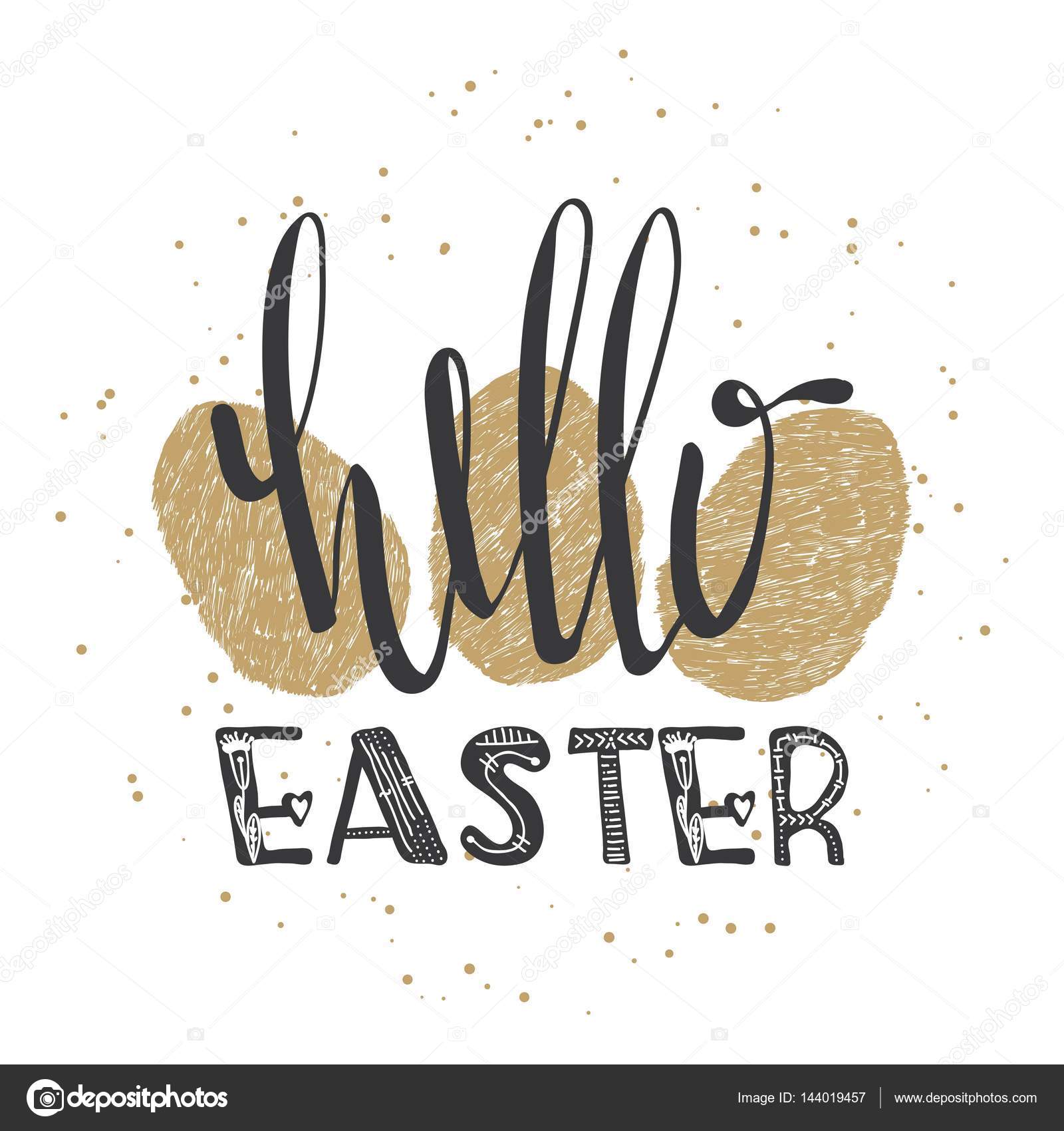 Hello easter lettering modern calligraphy style. Hand written Easter ...