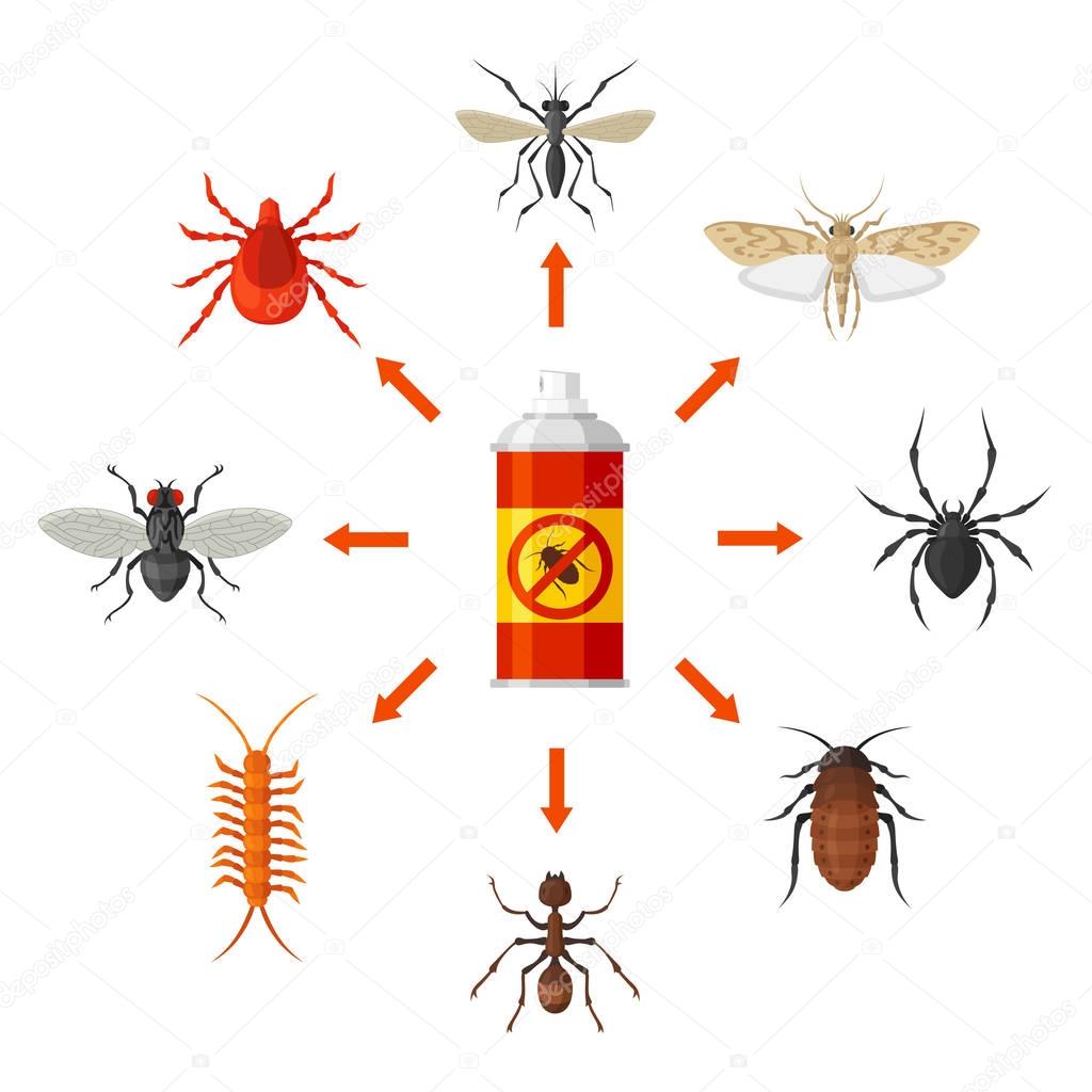 Control de plagas con ilustración vectorial de insecticidas 2022