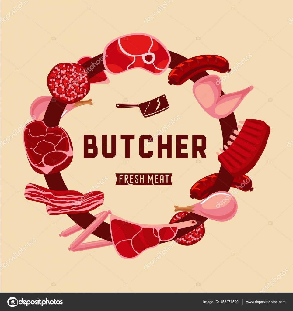 Butcher lable with meat. Food sign for meat shop. — Stock Vector ...