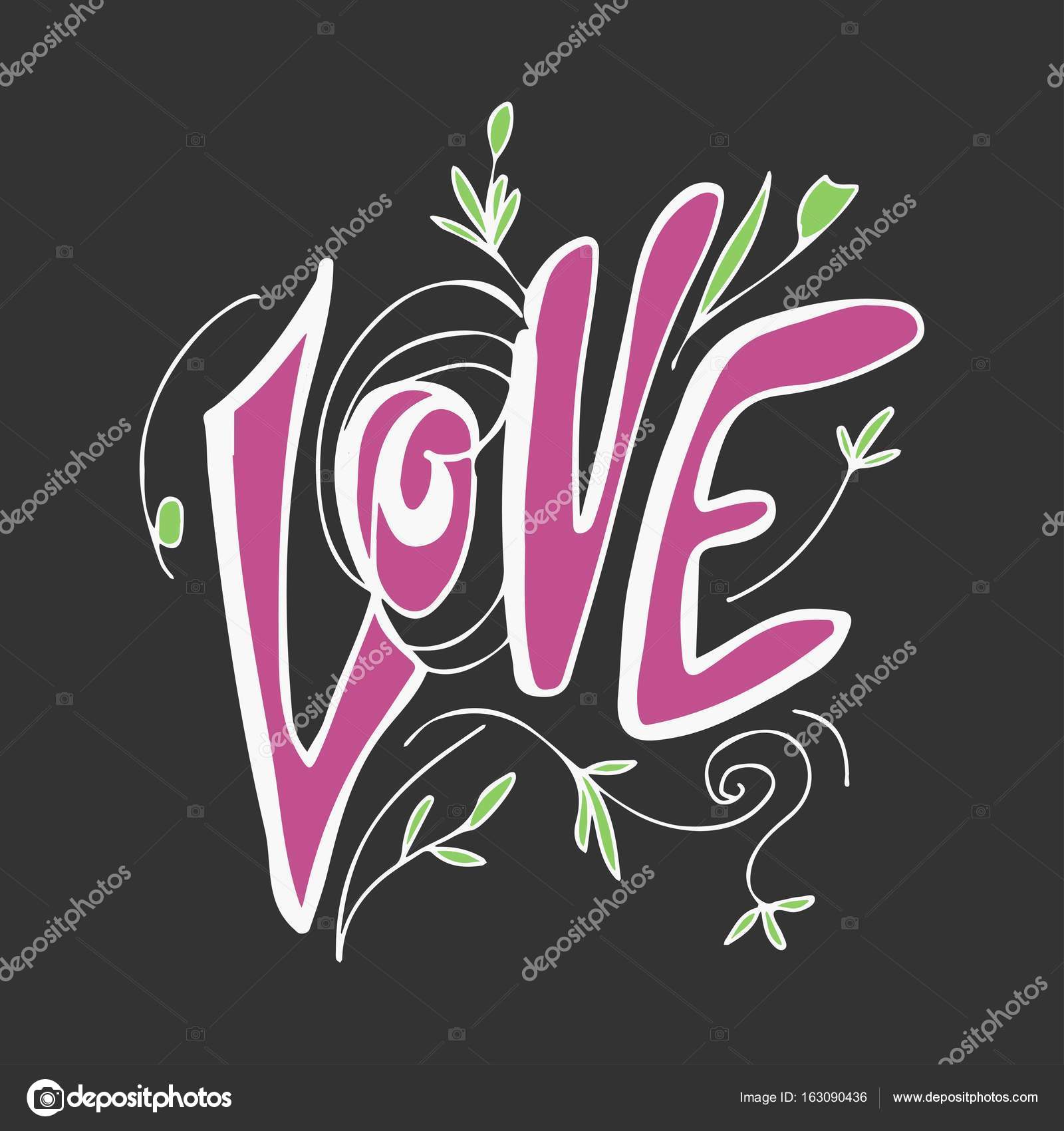 Amor. Letras a mano y tipografía personalizada para su diseño. Doodle ...