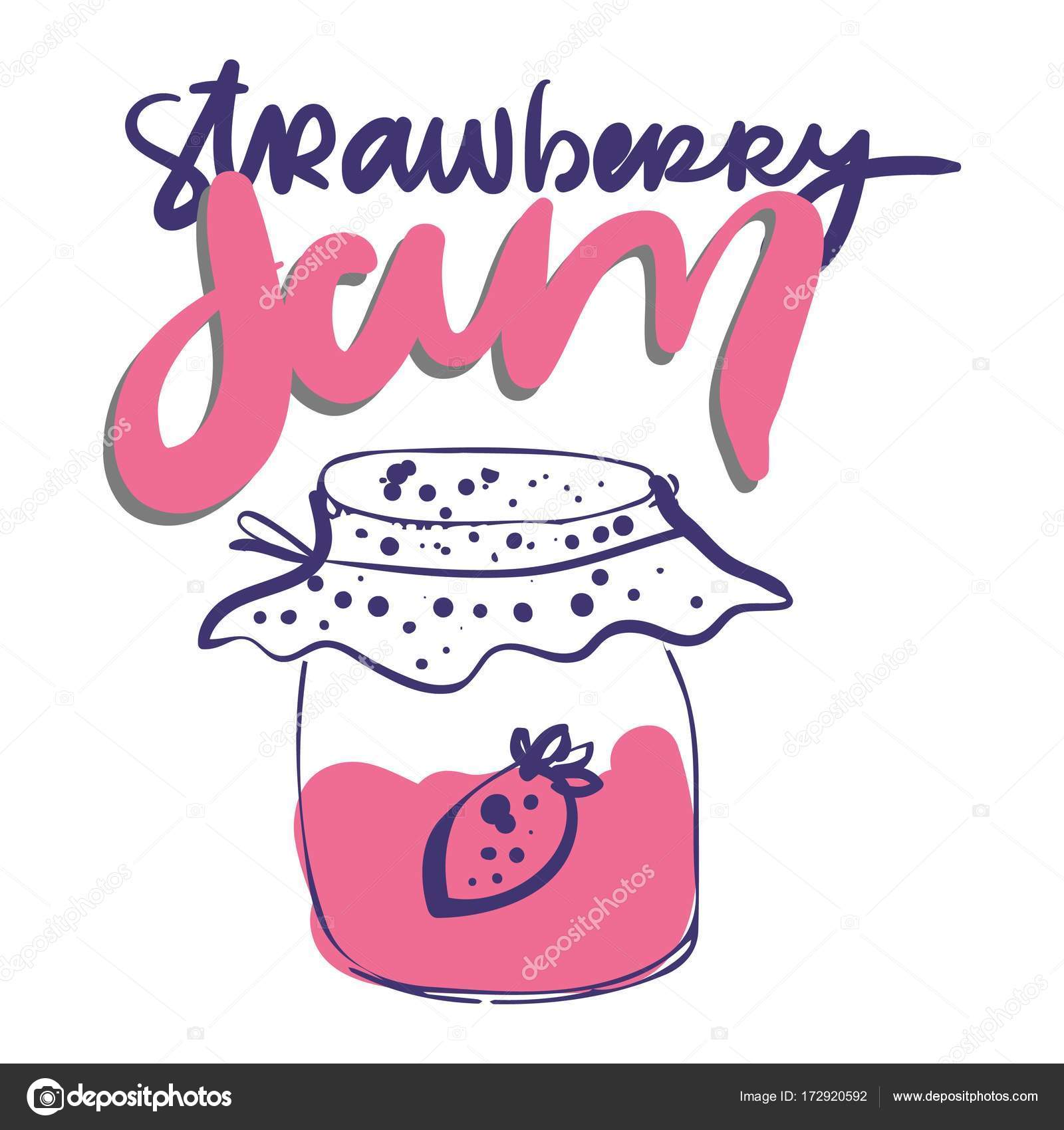 Vector illustration. Hand drawn jam with hand lettering Stock Vector ...