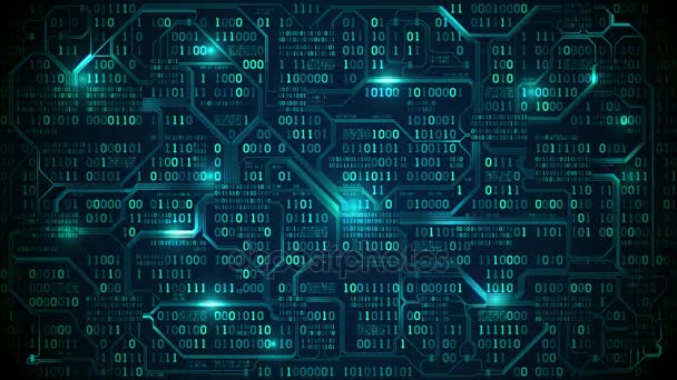 Abstract Futuristic Electronic Circuit Board Binary Code Neural Network Big — Stock Video ...