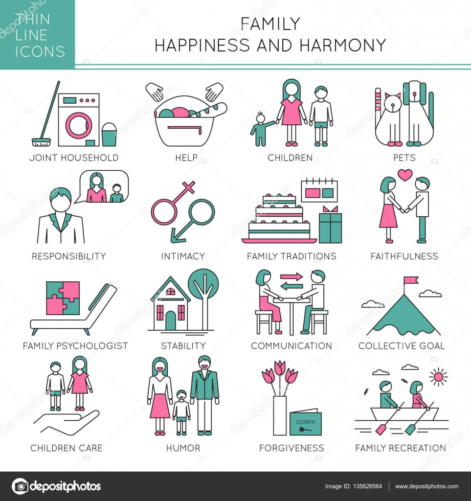 Family Values set — Stock Vector © Julia_Khimich #135626564