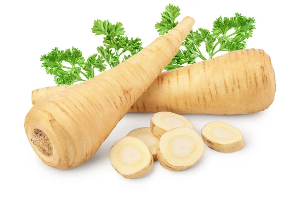 Parsnip root and slices isolated on white background with clipping path ...