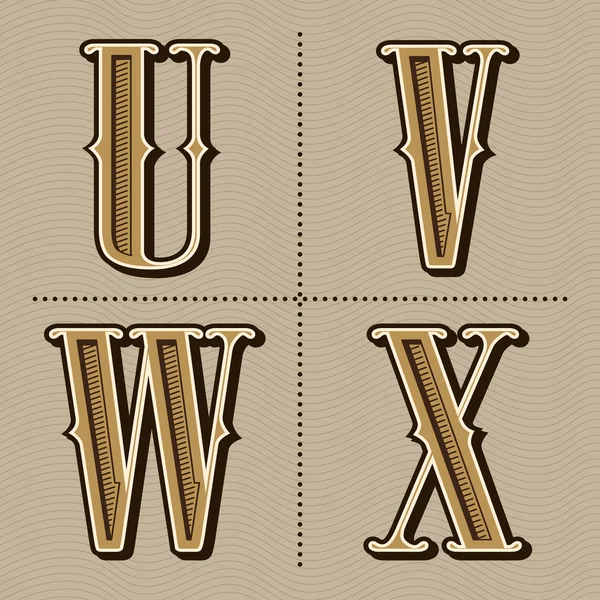 Western alphabet letters vintage design vector (m, n, o, p) Stock ...