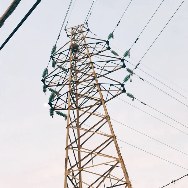 high voltage tower, electricity, power, energy lines and sky - Stock ...