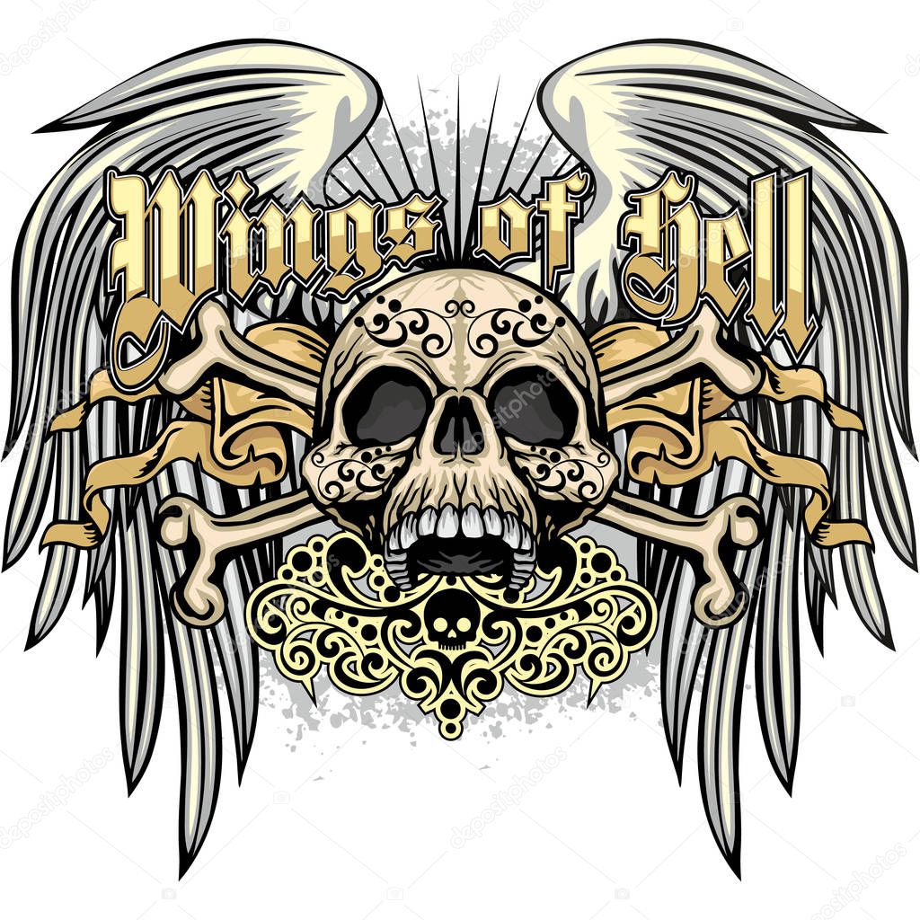 Escudo de armas g tico con cr neo, camisetas de dise o vintage grunge 2024