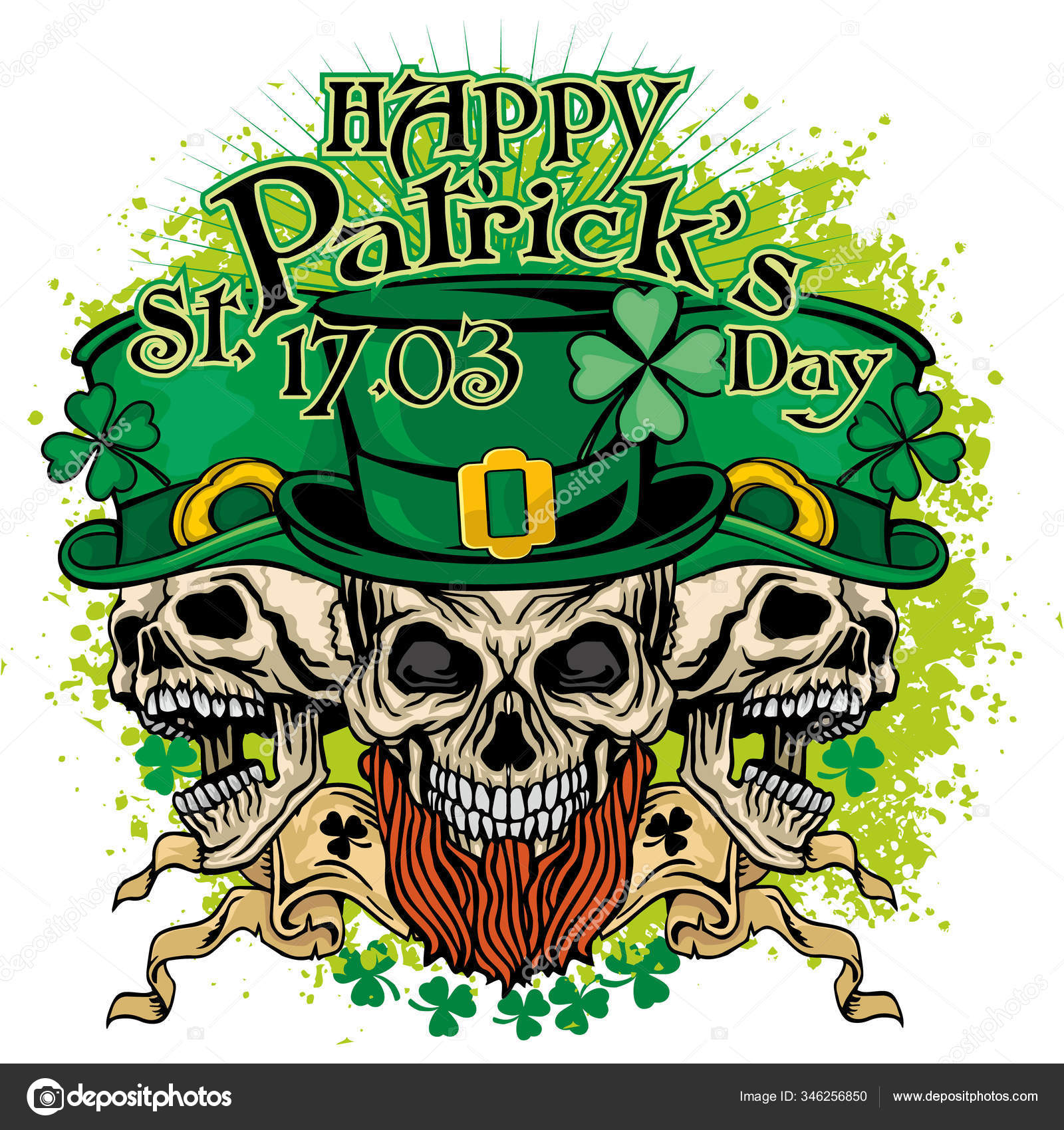 Patrick Skull Grunge Vintage Design Shirts Stock Vector Image by ...