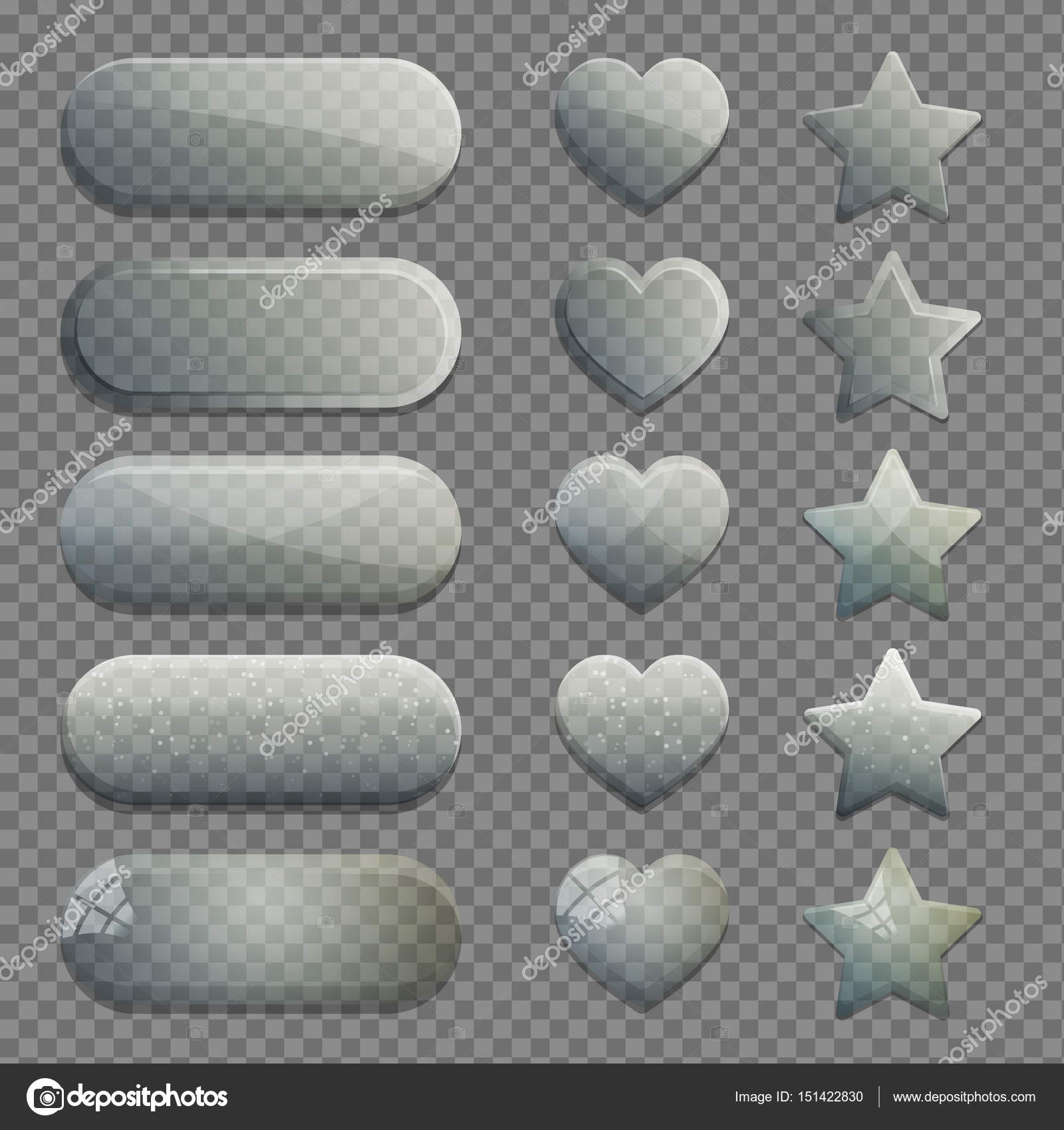 Collection of transparent glass app buttons Stock Vector Image by ...