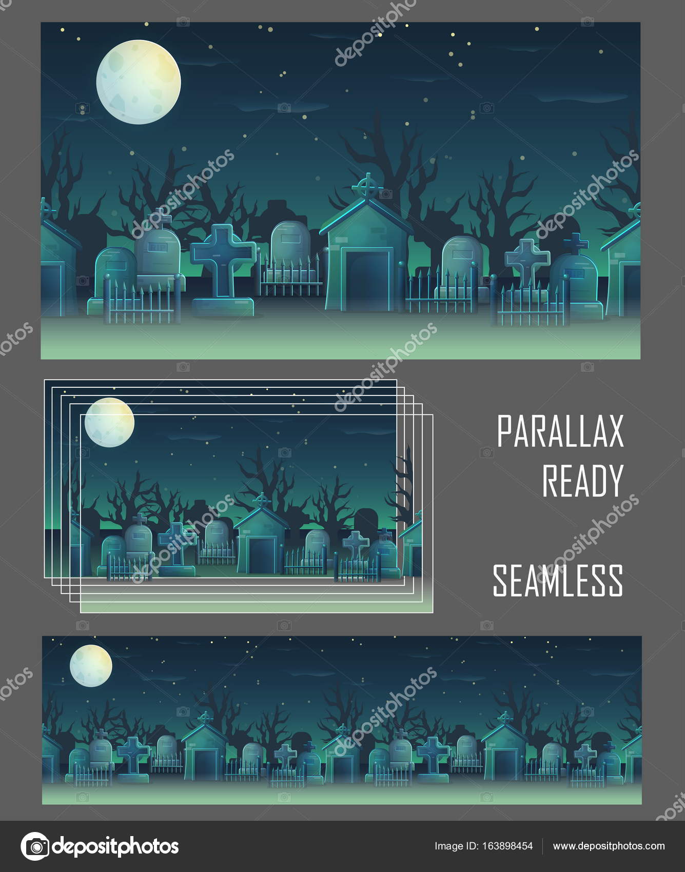 Spooky graveyard seamless background Stock Vector by ©Medeja 163898454