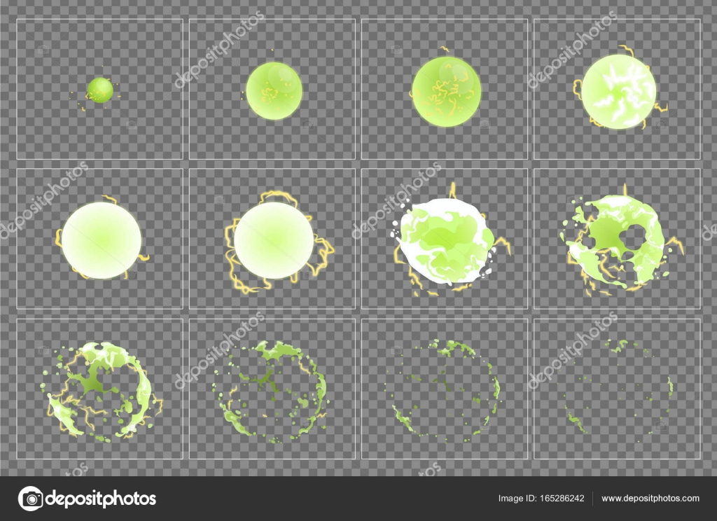 Toxic explosion special effect animation frames — Stock Vector © Medeja ...
