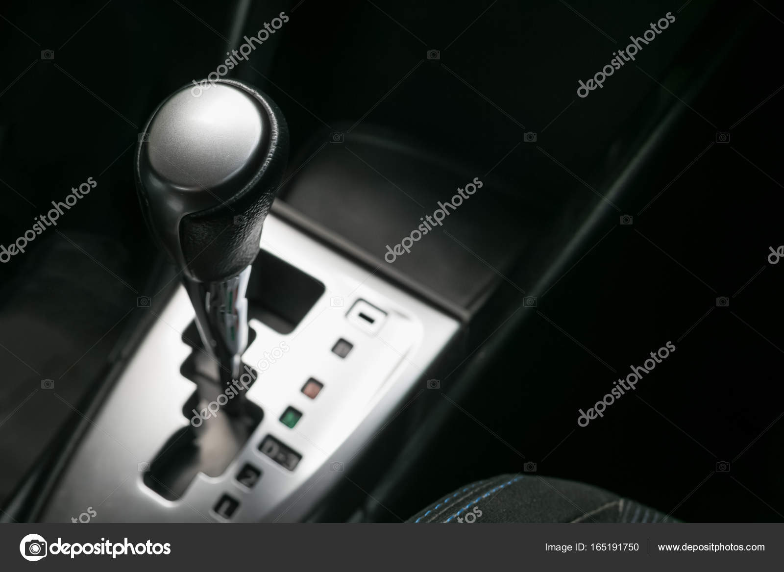 Close up gear stick interior inside bright car. — Stock Photo ...