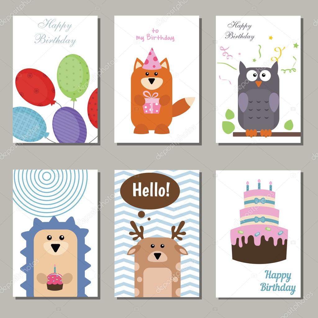 Collection of cute Birthday cards. Stock Vector Image by ©NinaMunha ...