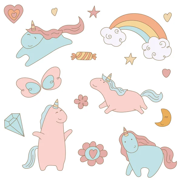 Kawaii Wannabe Unicorn Clipart Set Stock Vector Image by ©marklys ...