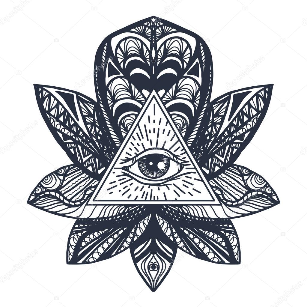 Eye on Lotus Tattoo — Stock Vector © barsrsind #144716953
