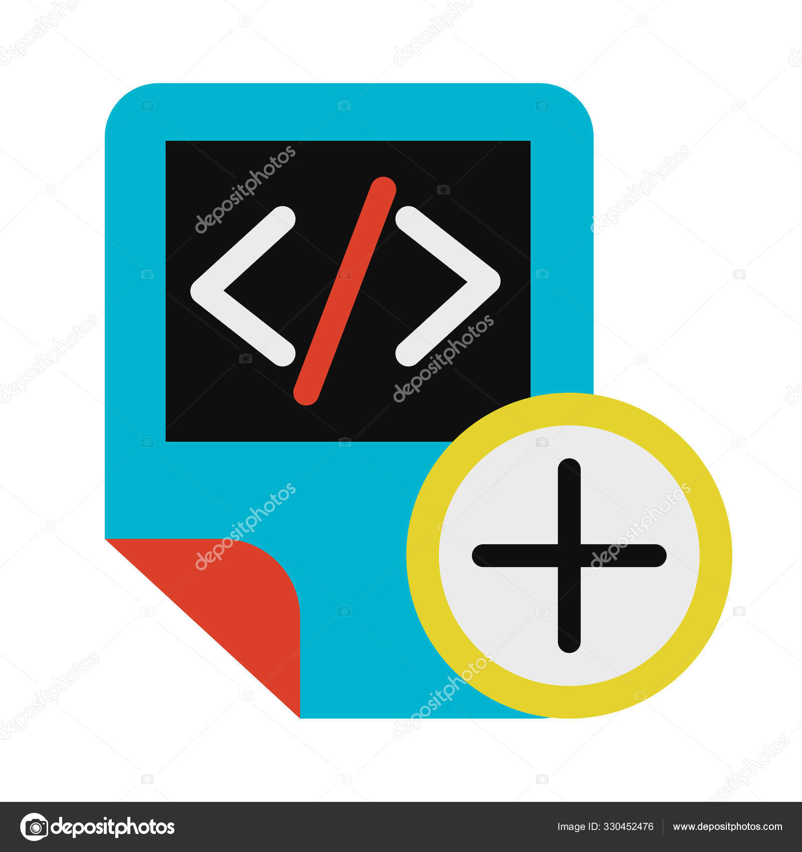 Coding Script File Adding Symbol Glyph Vector Icon Stock Vector Image By ©barsrsind 330452476