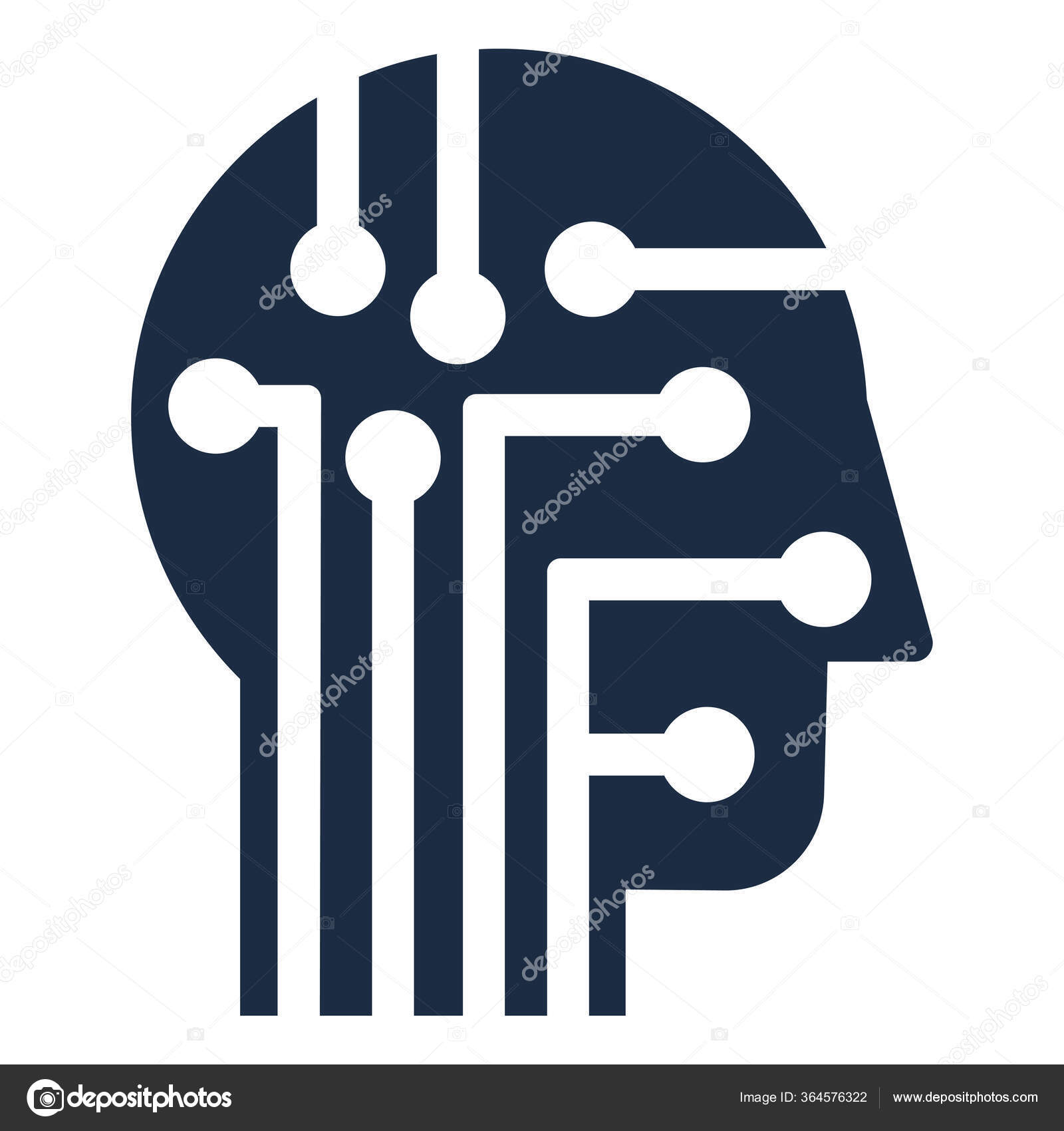 Human Head Digital Circuit Board Icon Artificial Intelligence Modern ...