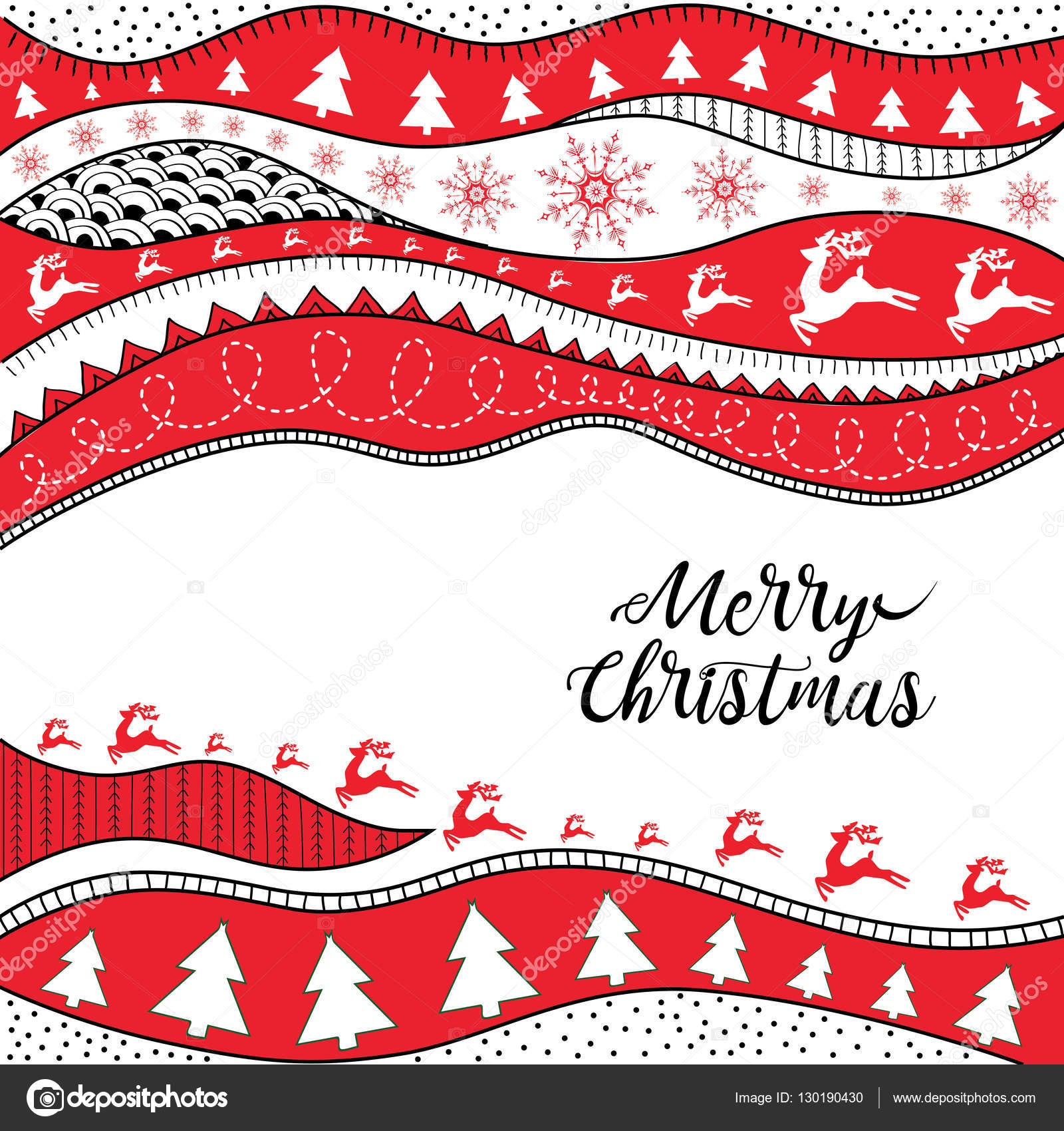 Christmas hand-drawn ethno pattern, tribal background. Merry Christmas ...