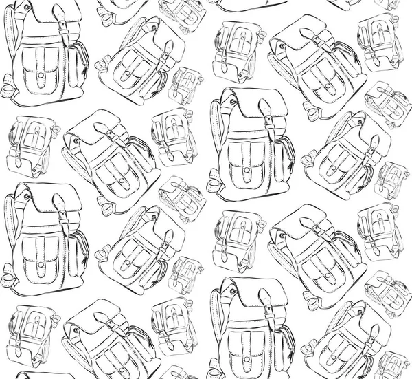 Seamless hand drawn Backpack background. Sketch style. Vector ...