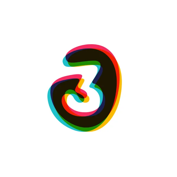 Logotipo de superposición número tres con cambio de color. 3 icono. 2024