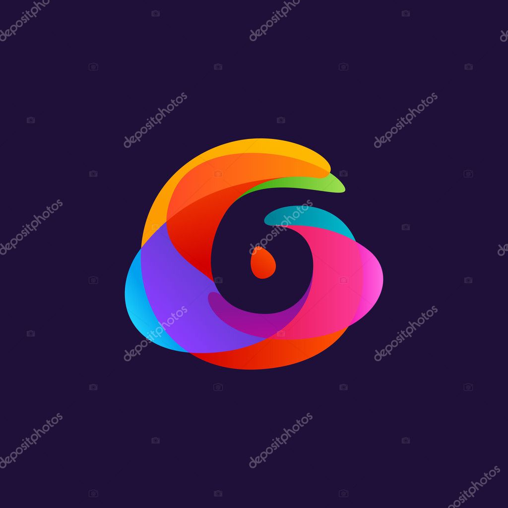 Number six logo at colorful multicolor splash background. 6 icon Stock ...