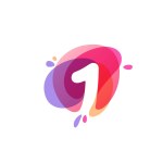 Number five logo at colorful watercolor splash background. icon. Stock ...