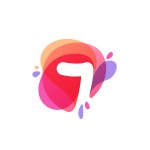 Number five logo at colorful watercolor splash background. icon. Stock ...