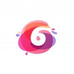 Number five logo at colorful watercolor splash background. icon. Stock ...