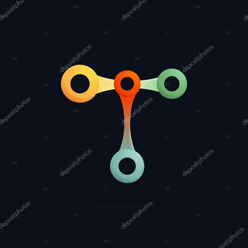 Logo huruf T yang dibentuk oleh rantai. Ikon koneksi . Vektor Stok oleh ...