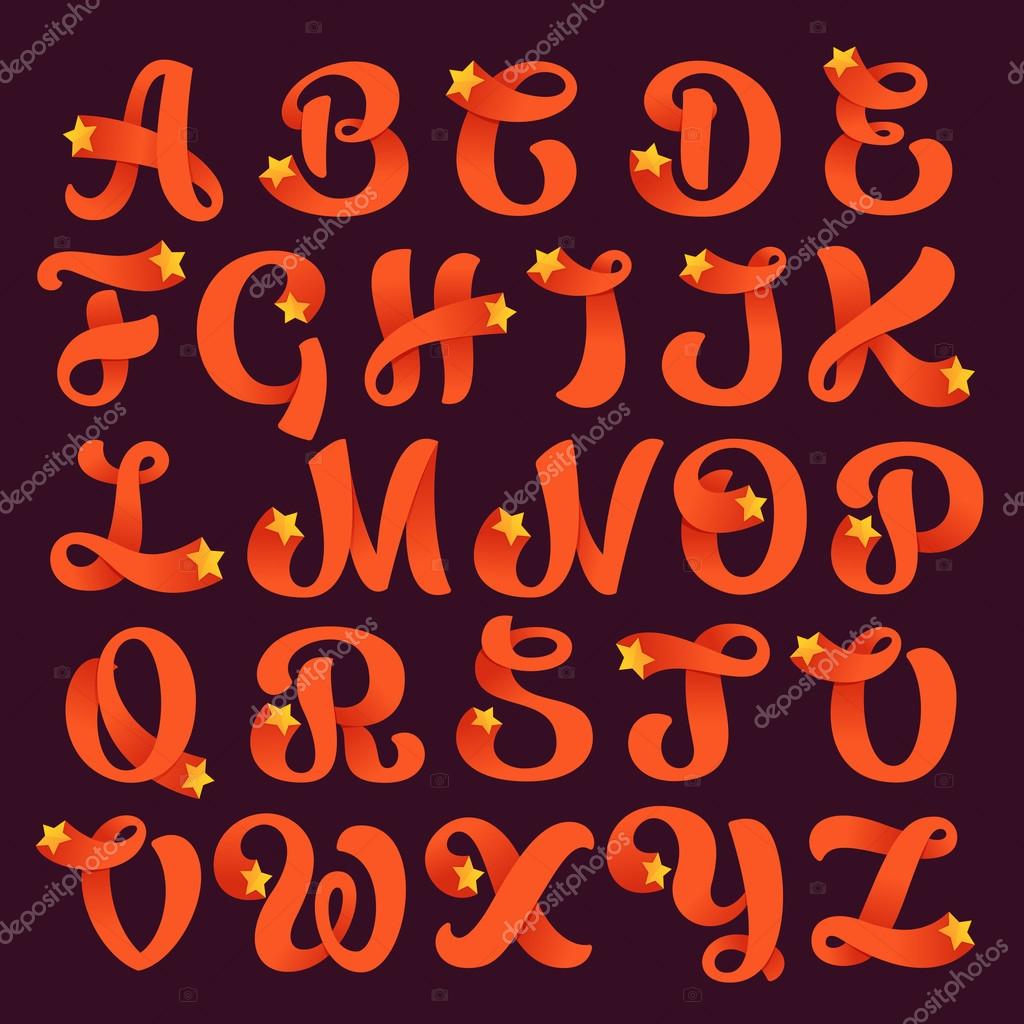 Alphabet letters ribbon logo with golden star. — Stock Vector © kaer ...