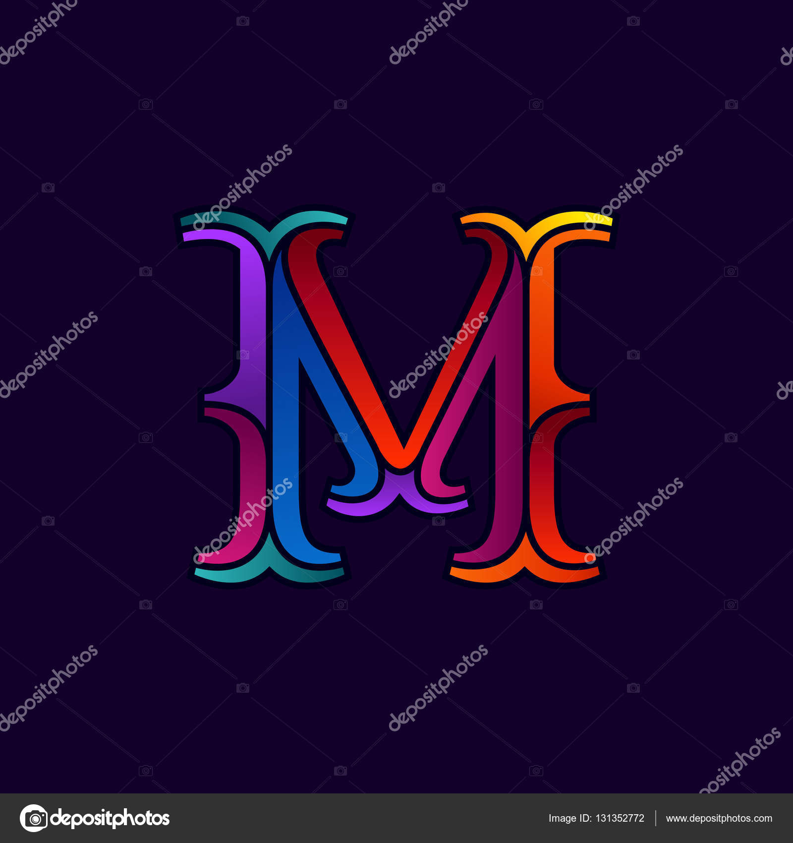 M letter logo in elegant multicolor faceted style. Stock Vector by ...