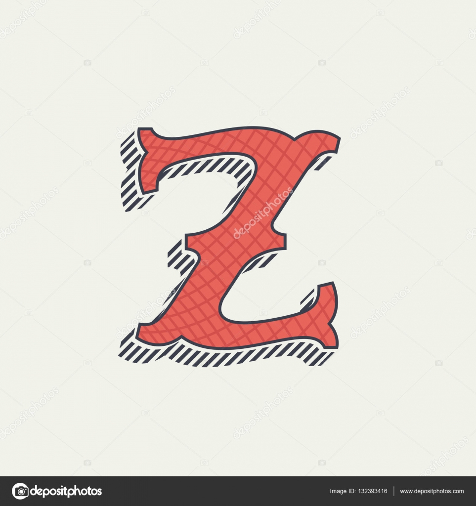 Z letter logo. Retro western alphabet with line texture. Stock Vector ...