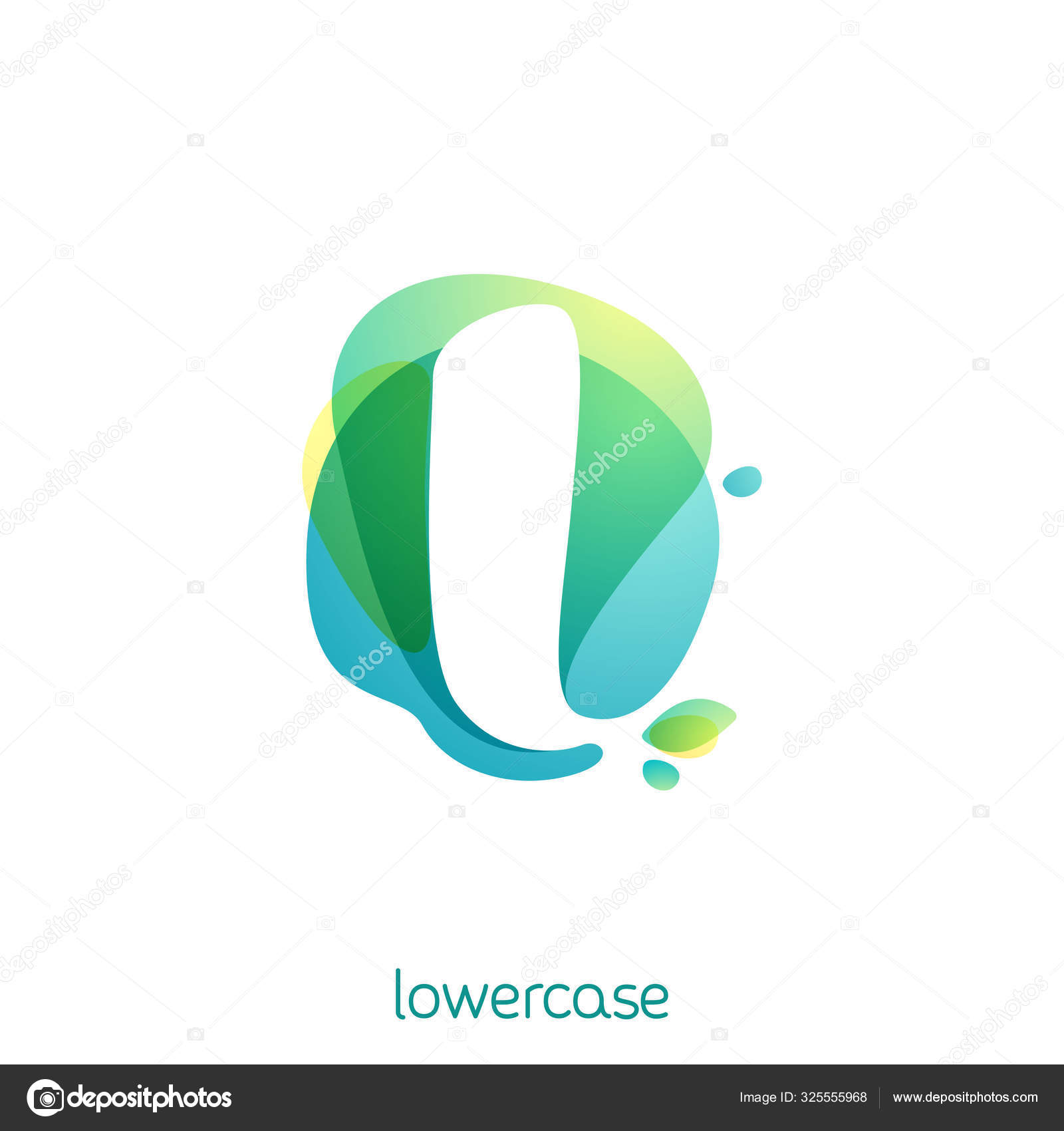 Ecology lowercase letter l logo. Overlapping watercolor font with green ...