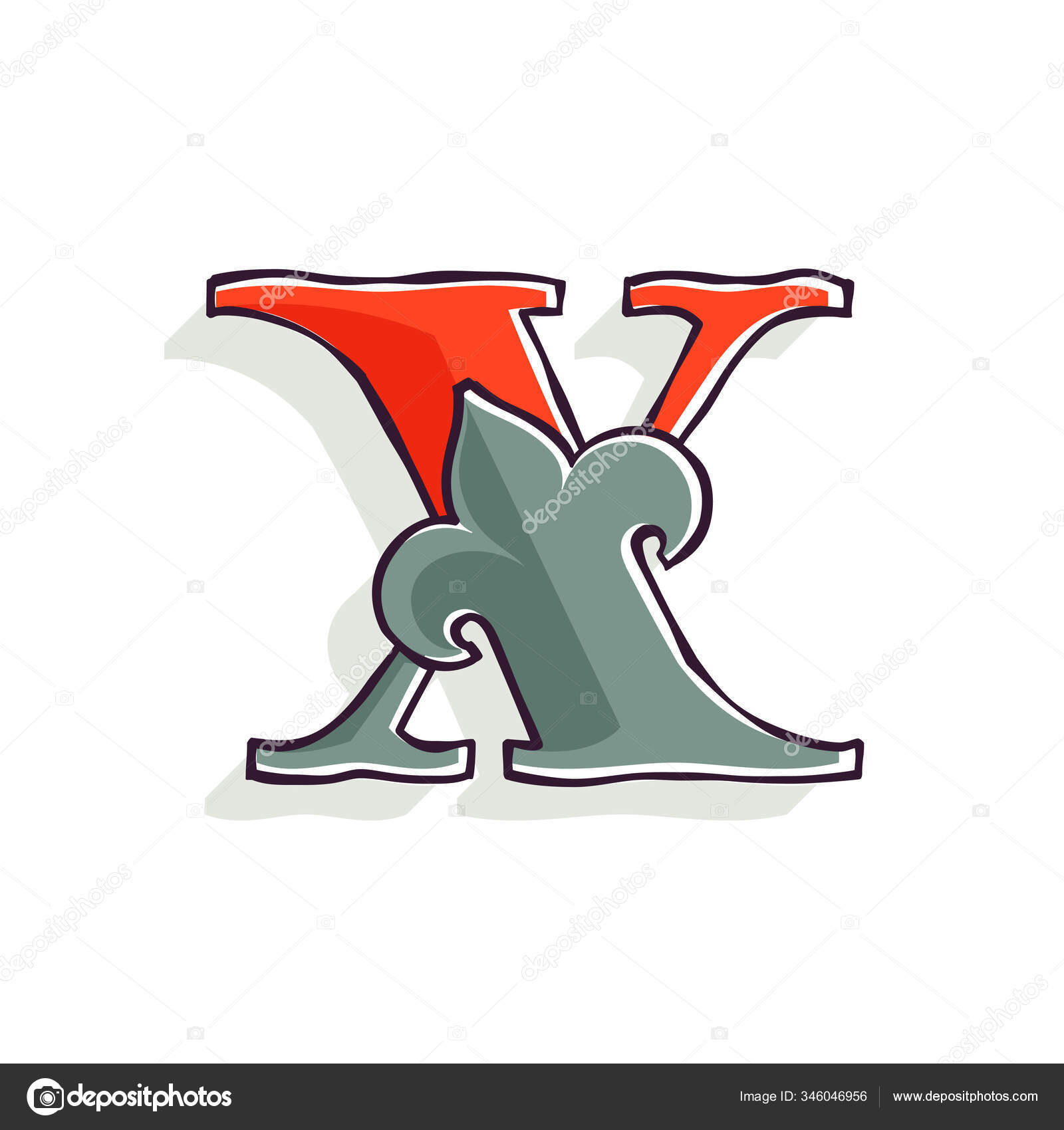 Letter Logo French Lily Offset Printing Effect Premium Vector Serif ...