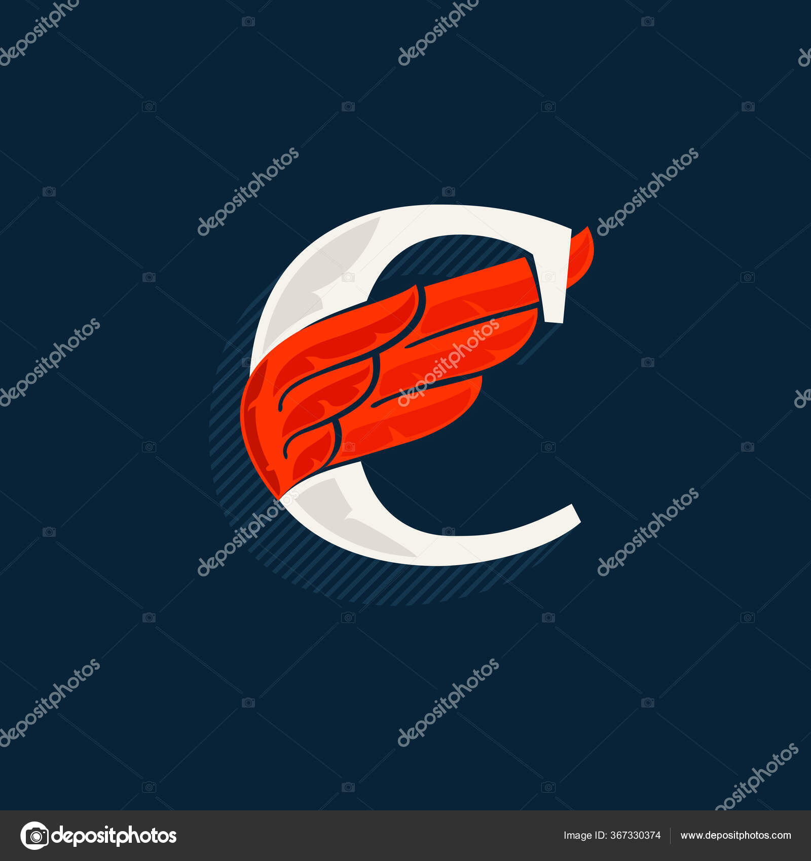 Letter Logo Red Wing Classic Serif Font Shadow Made Lines Stock Vector ...