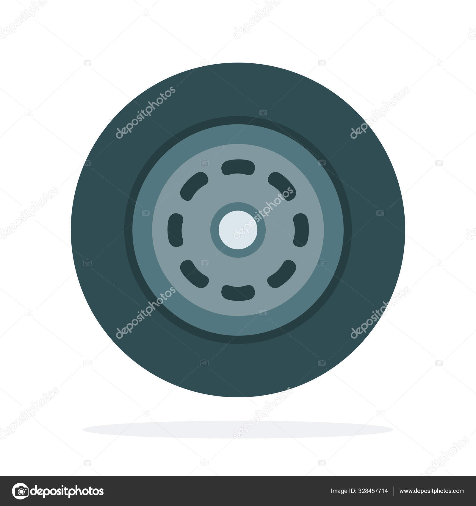 Rubber wheel vector flat material design isolated object on white ...