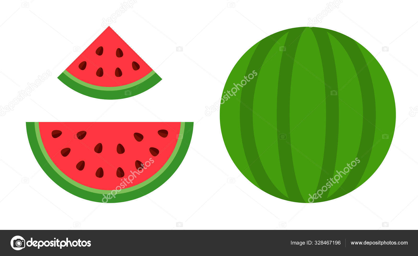 Whole and sliced watermelon vector icon flat isolated Stock Vector ...