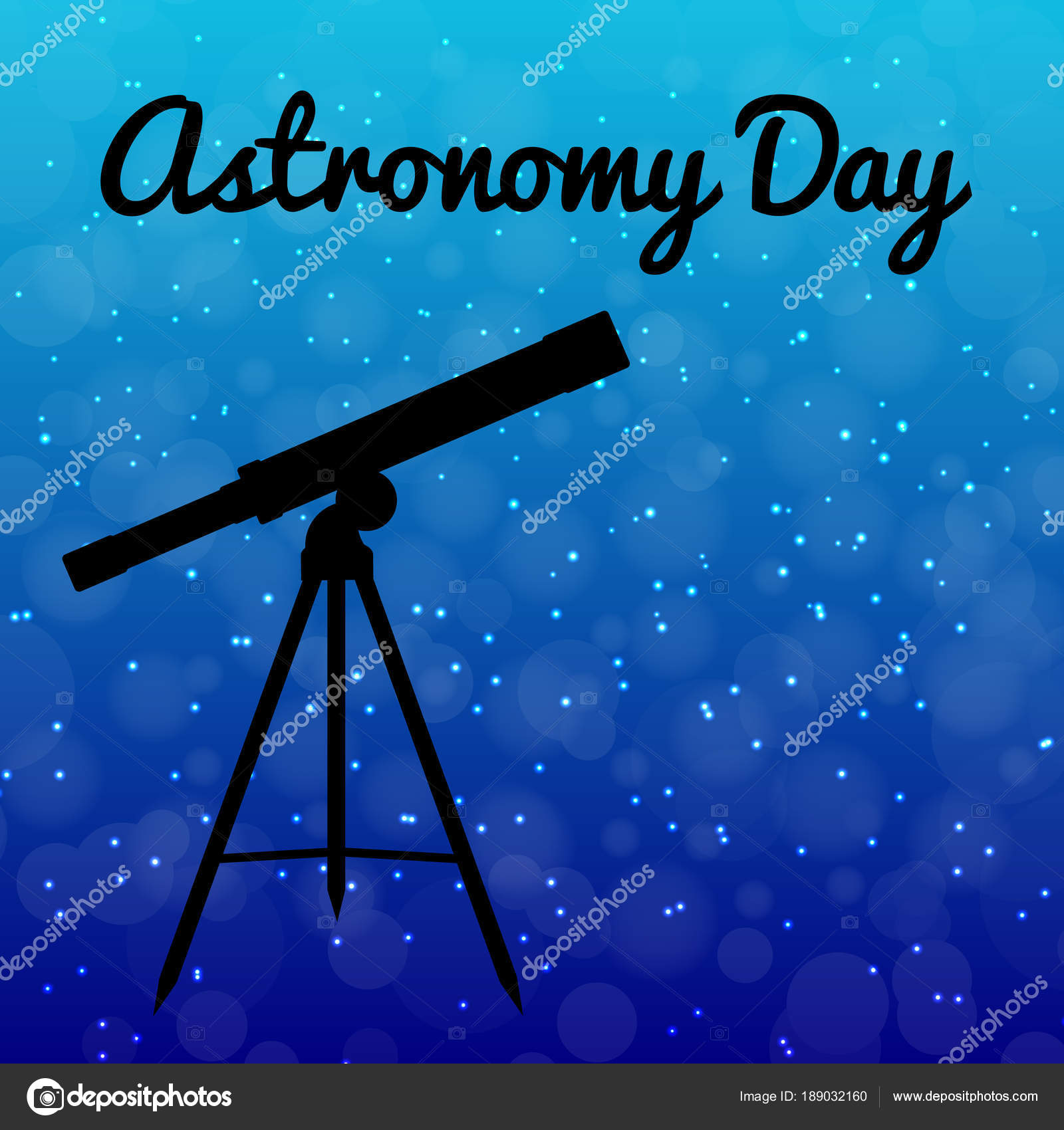 Astronomy Day. Night sky with stars. Silhouette of a telescope Stock ...