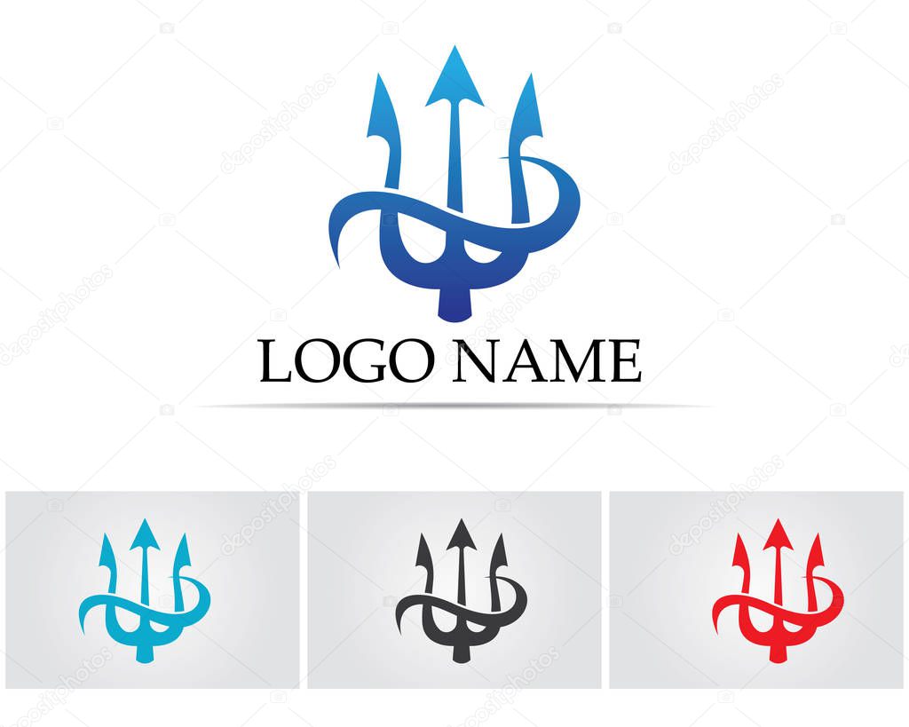 Logo de tridente mágico y vector de plantilla de símbolos 2022