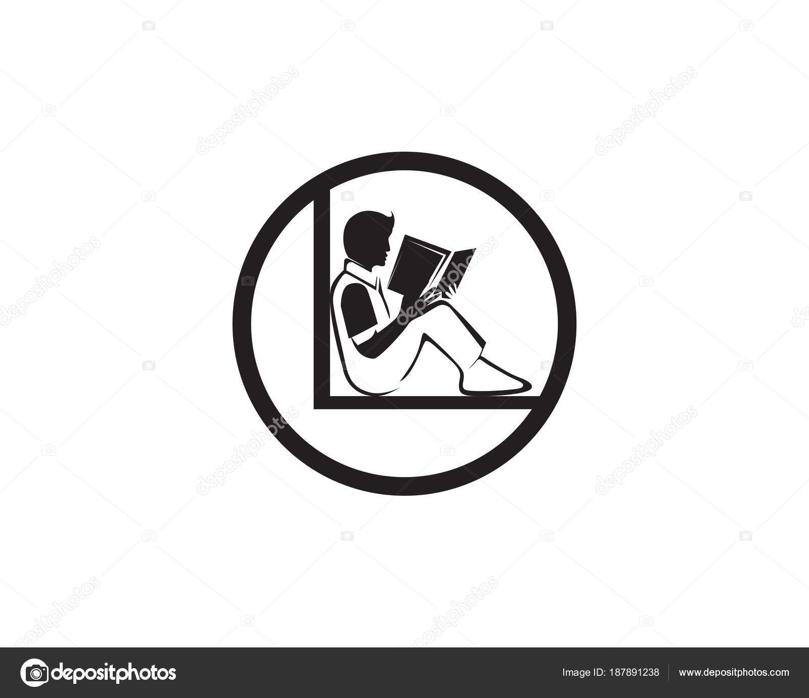 Reading Book Logo And Symbols Silhouette Illustration Black Stock