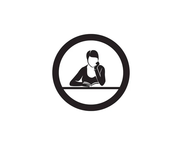Reading Book Logo And Symbols Silhouette Illustration Black Stock