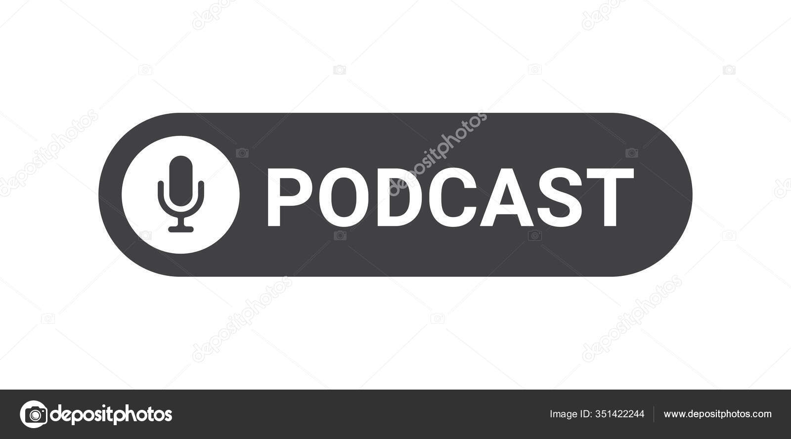 Podcast Banner Logo Sign Seal Emblem Vector Design Record Button ...