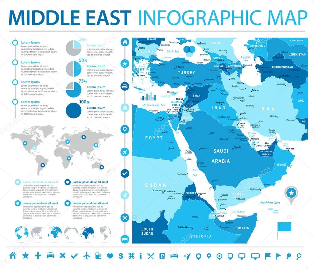 Middle East Map - Info Graphic Vector Illustration — Stock Vector ...