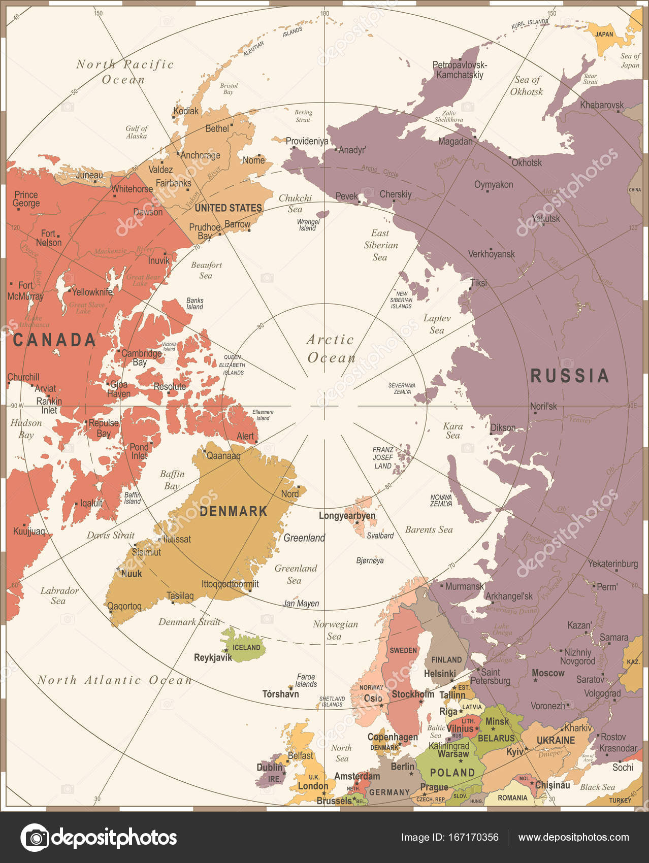 Arctic Map - Vintage Vector Illustration Stock Vector by ©dikobrazik ...